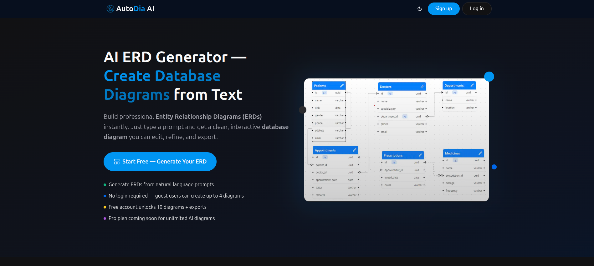 AutoDia AI — AI ERD Generator & Database Schema Designer